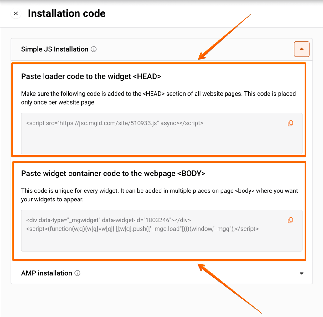 MGID Widget Code - Direct Installation